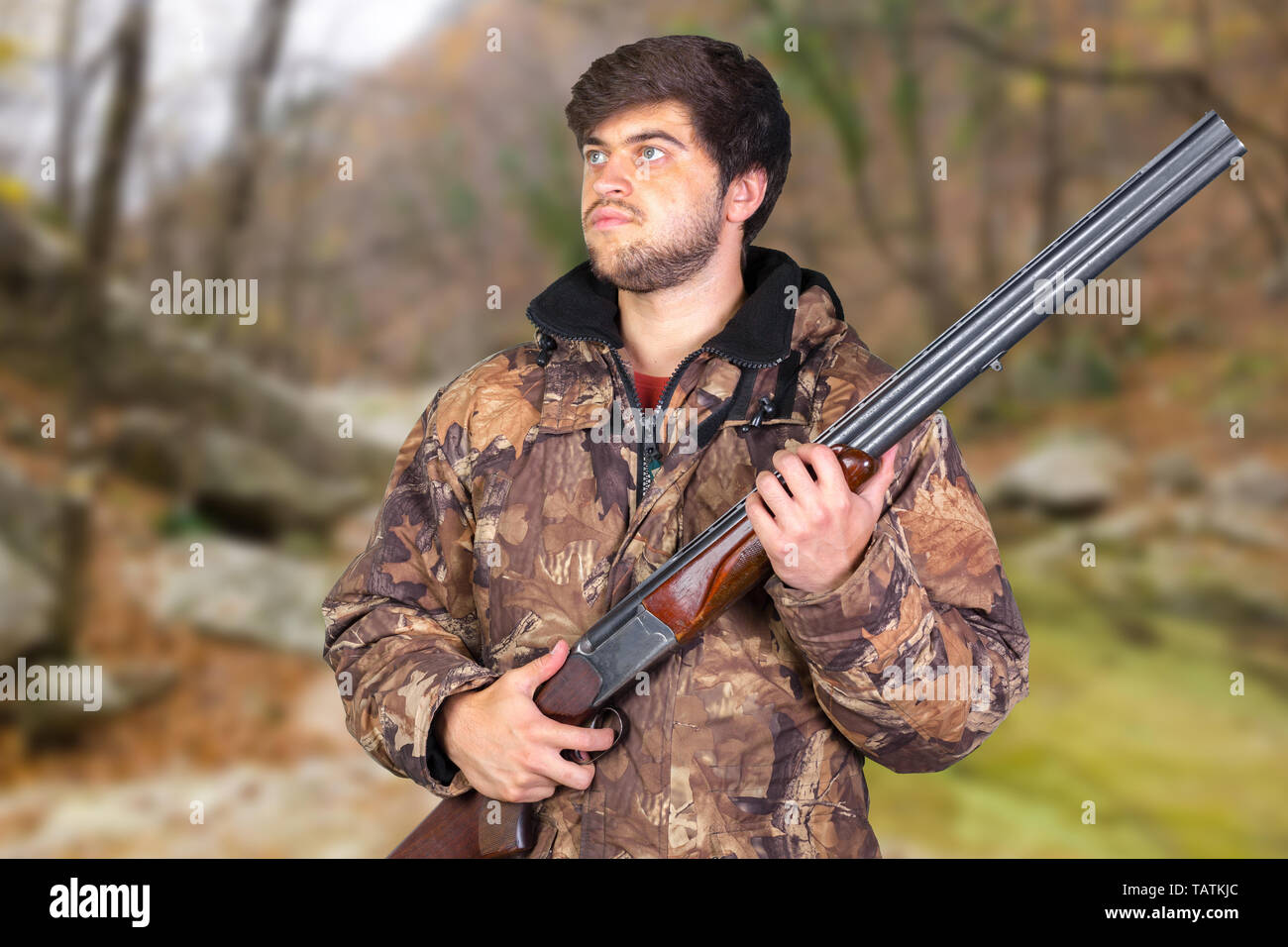 hunter with his rifle Stock Photo - Alamy