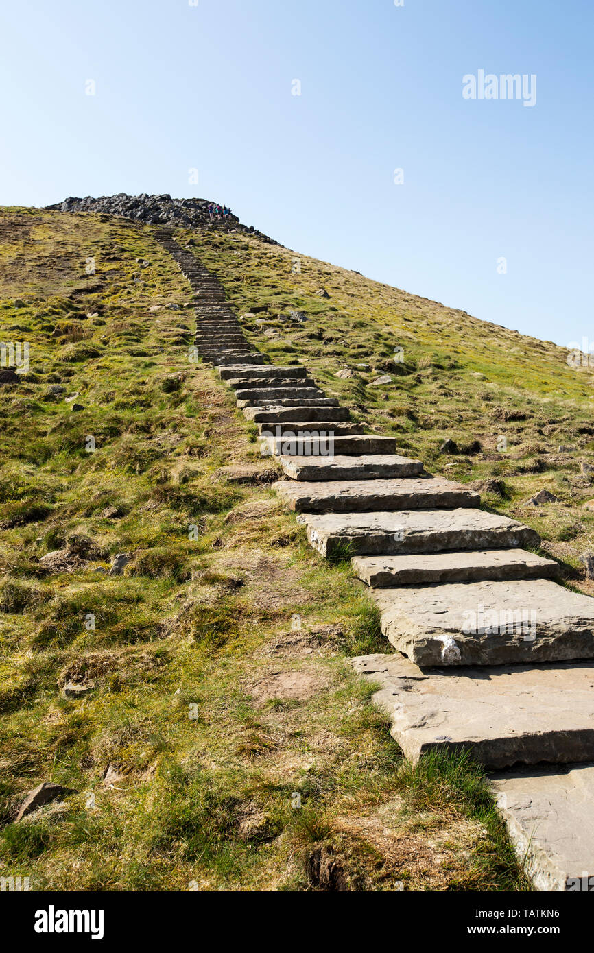 A flagstone path to the summit of Ingleborough in the Yorkshire Dales ...