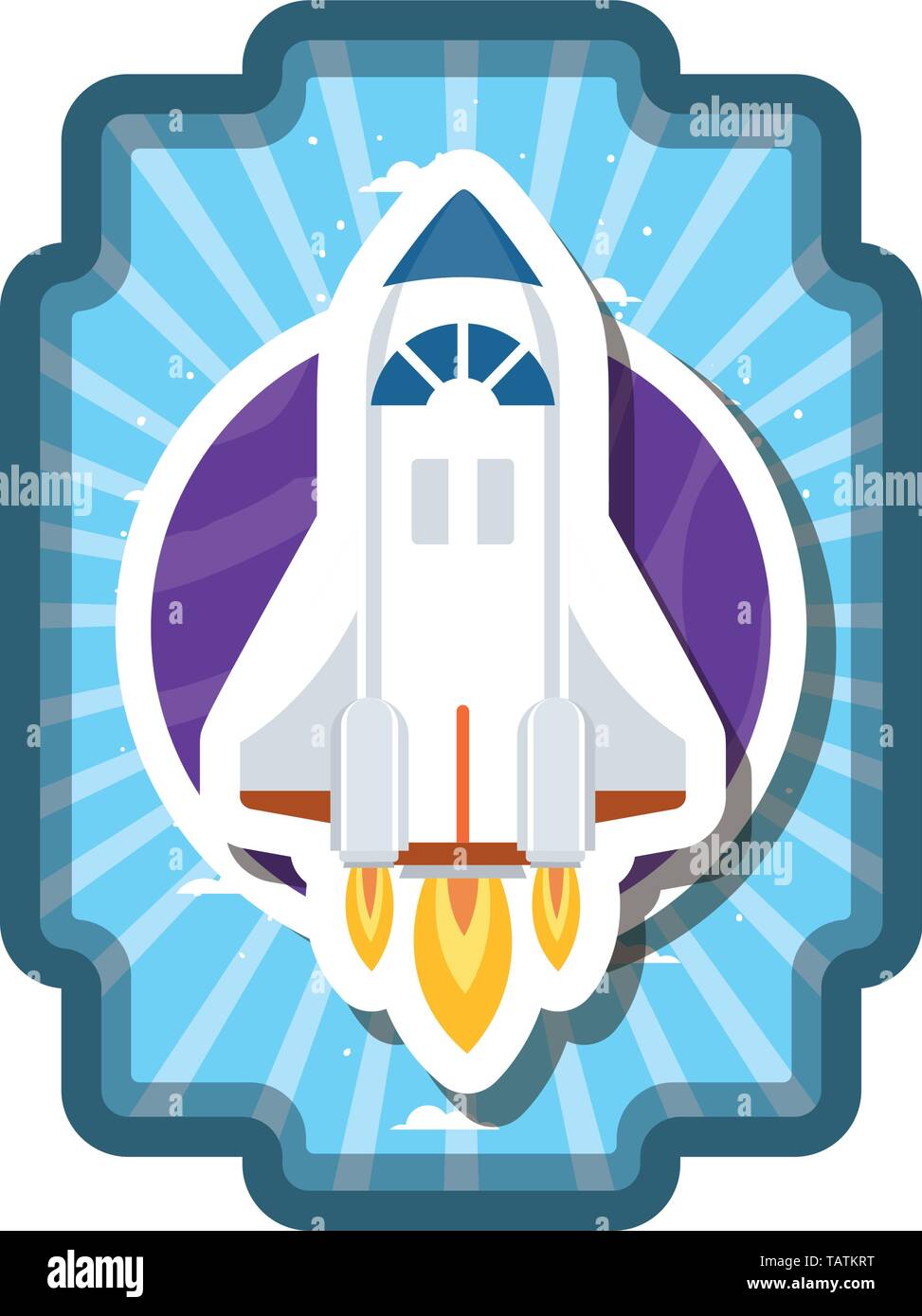 frame with rocket flying and planet of the solar system Stock Vector ...