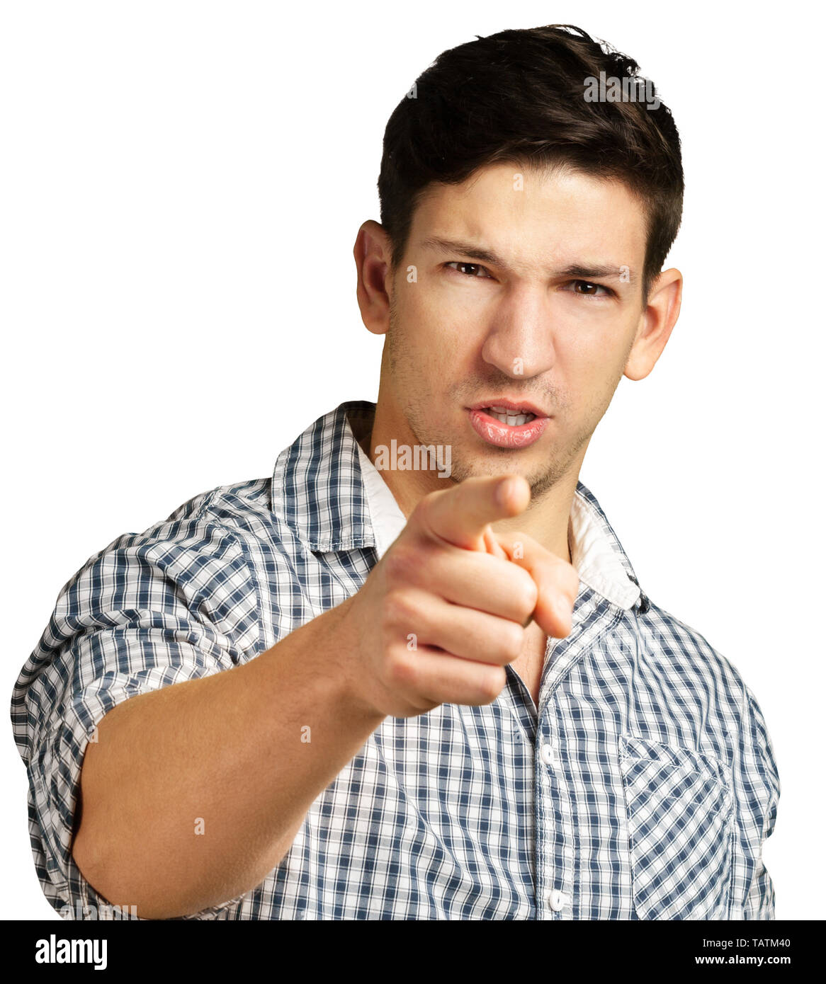 man points with his finger Stock Photo - Alamy