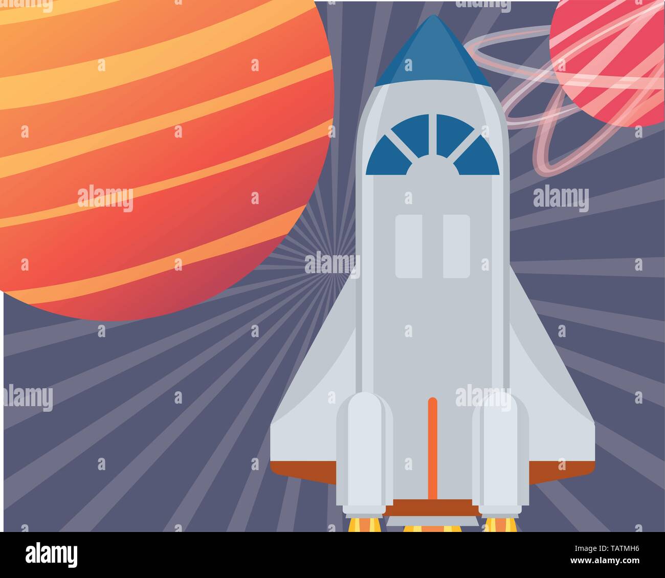 rocket in the space with planets of the solar system Stock Vector Image ...