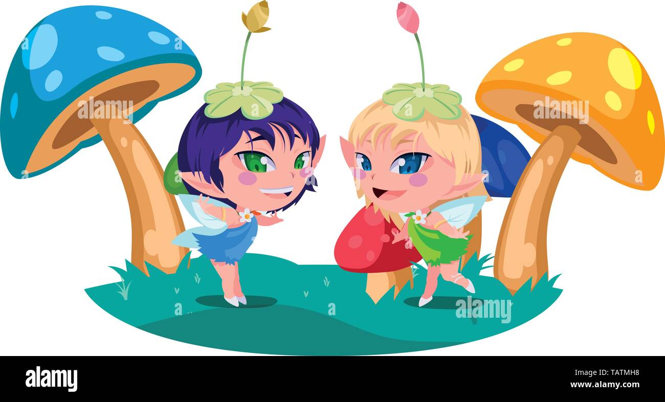 beautiful magic fairies in camp vector illustration design Stock Vector ...