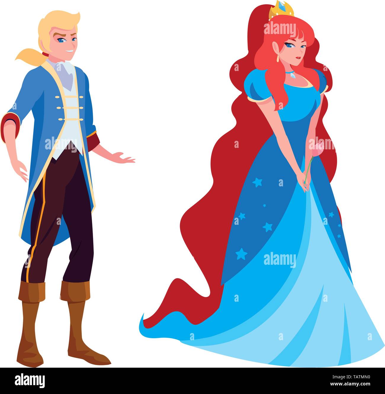 prince charming and princess of tales characters vector illustration ...