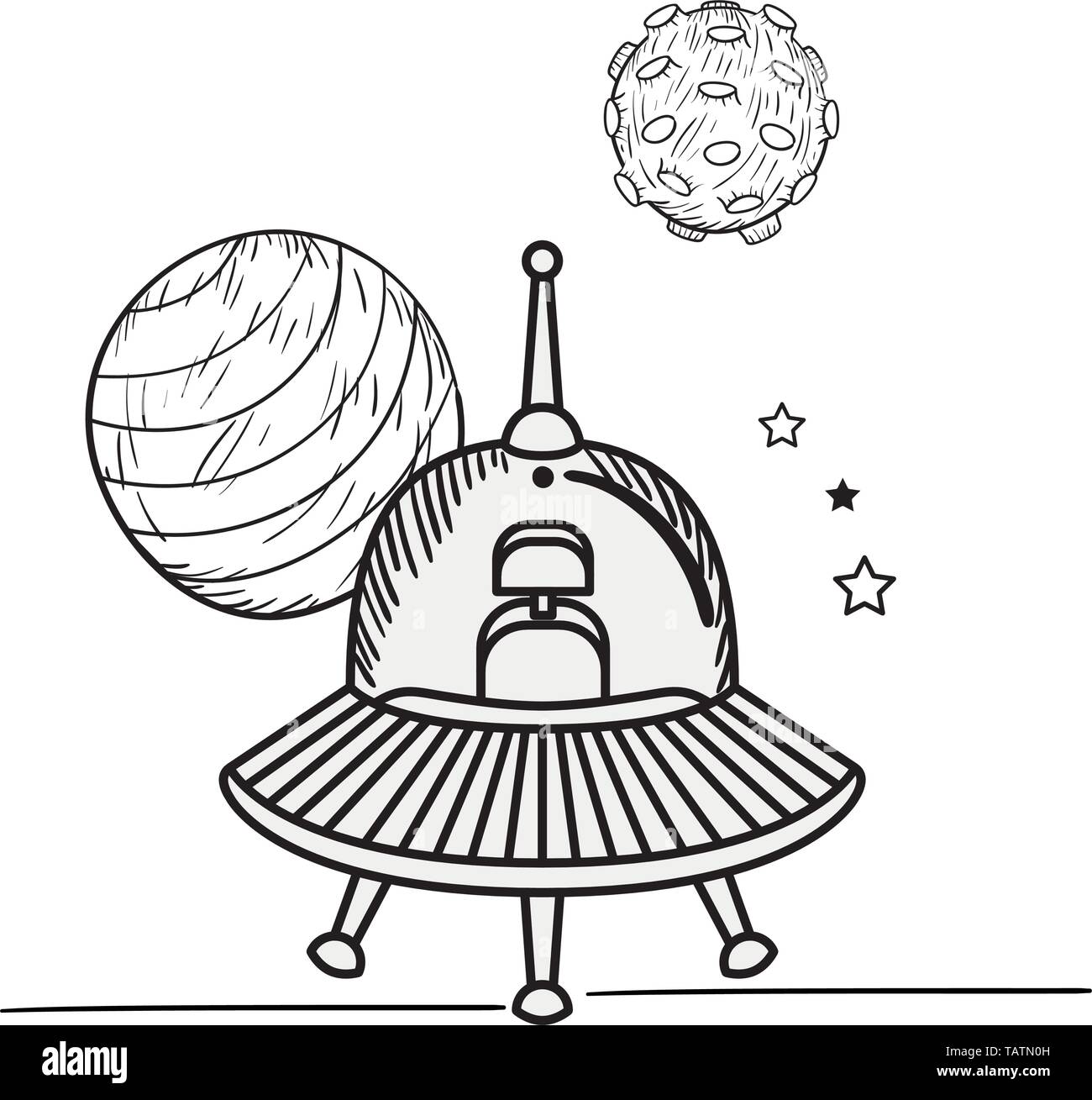 alien spacecraft in space with white background Stock Vector Image ...