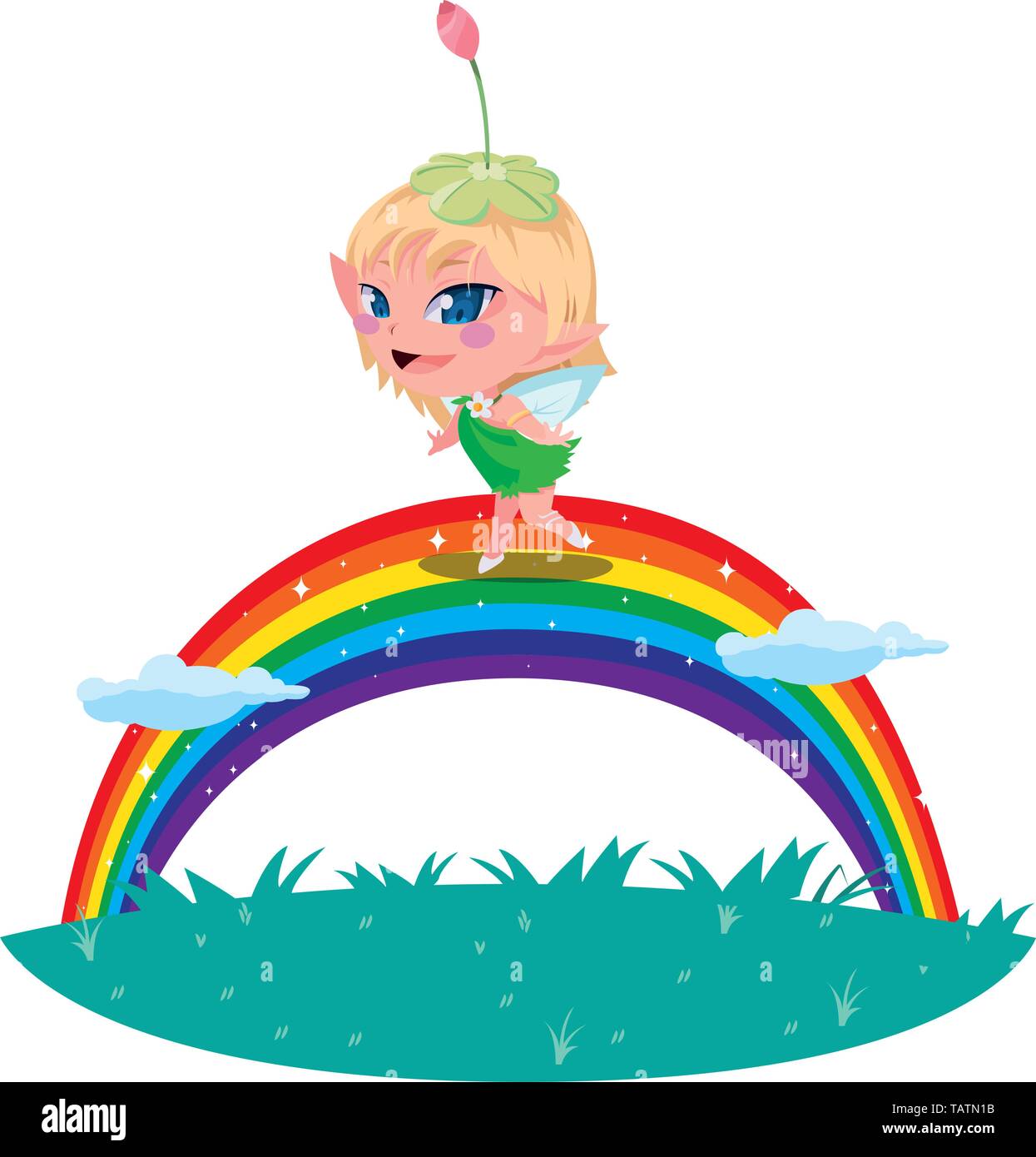 beautiful magic fairy in rainbow character vector illustration design ...