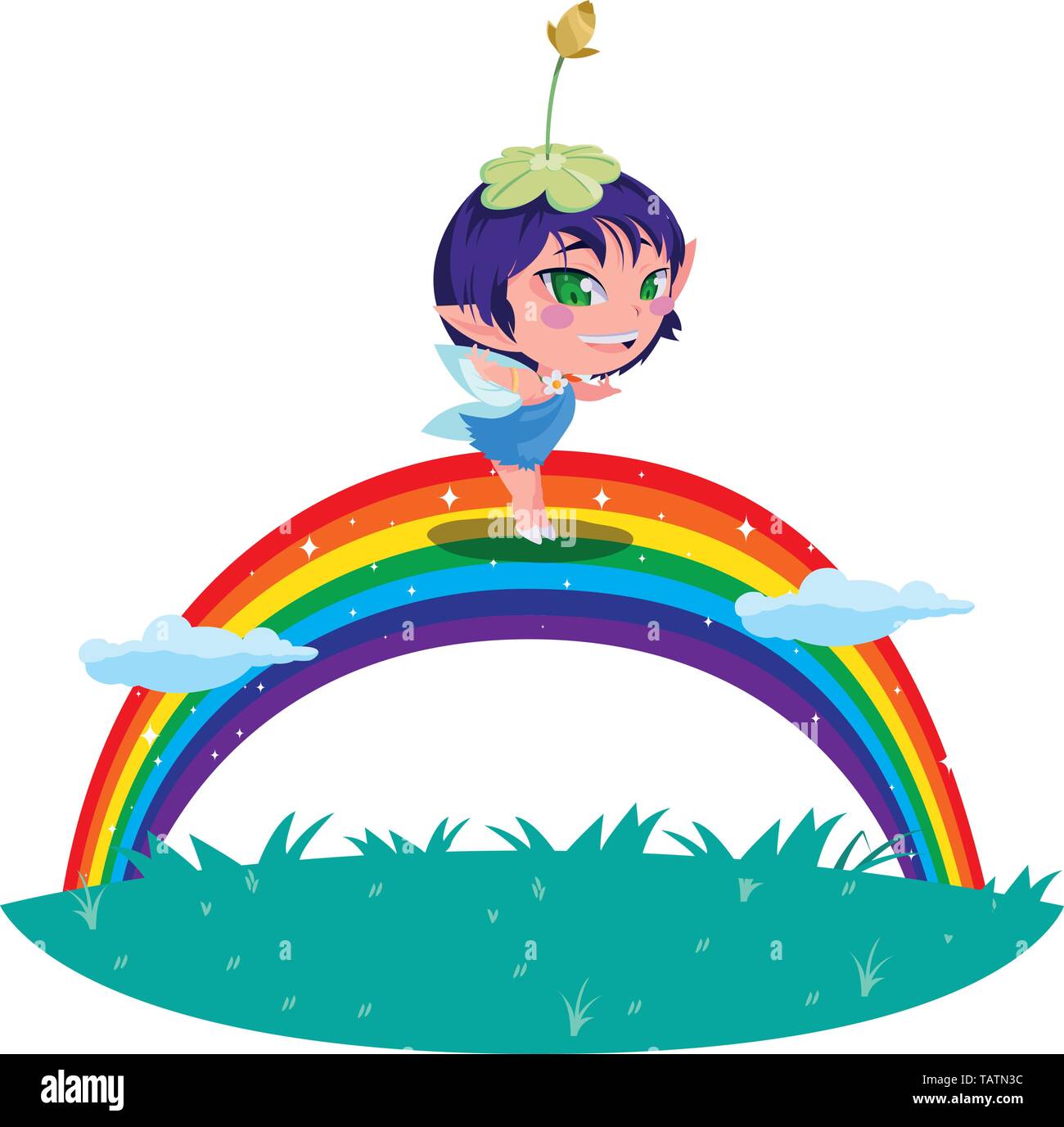 beautiful magic fairy in rainbow character vector illustration design ...