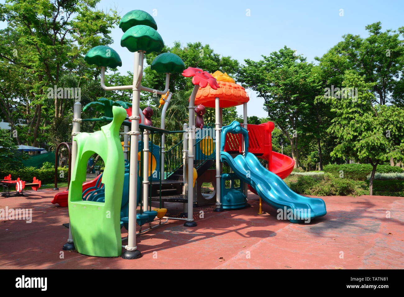 Children's playground in a city park, Playground for children Stock ...