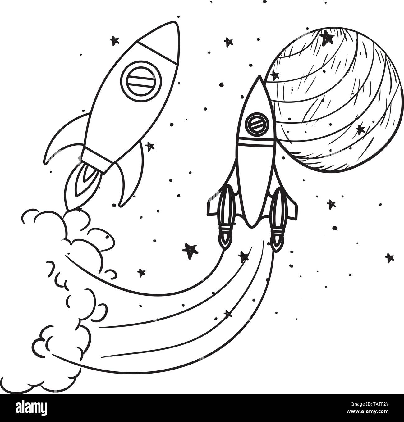 rockets flying with planets of the solar system Stock Vector Image ...