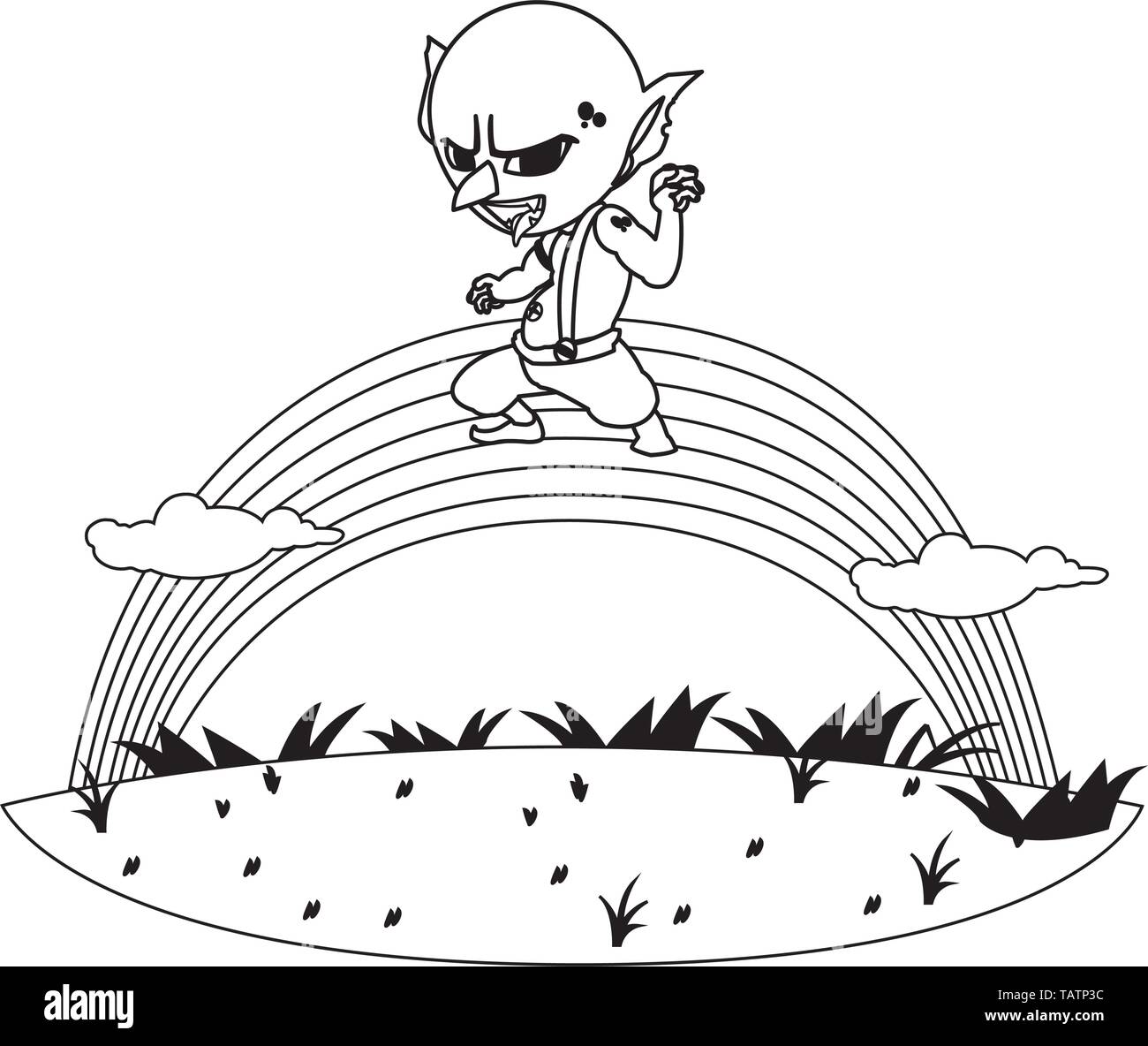 ugly troll with rainbow magic character vector illustration design ...