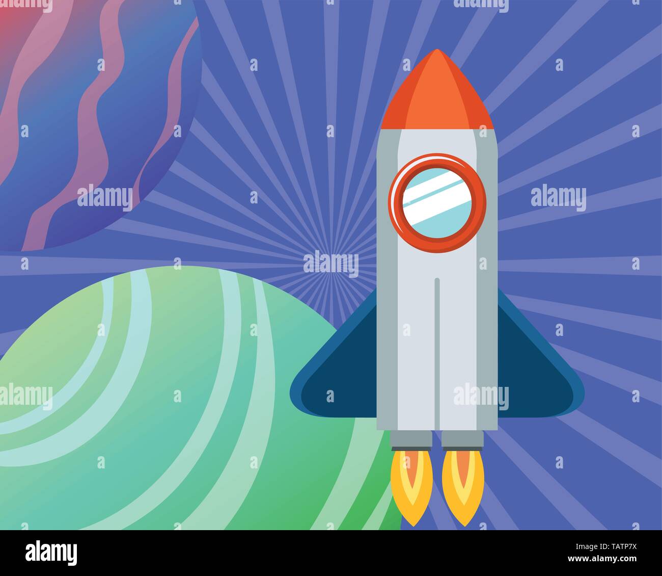 rocket in the space with planets of the solar system Stock Vector Image ...