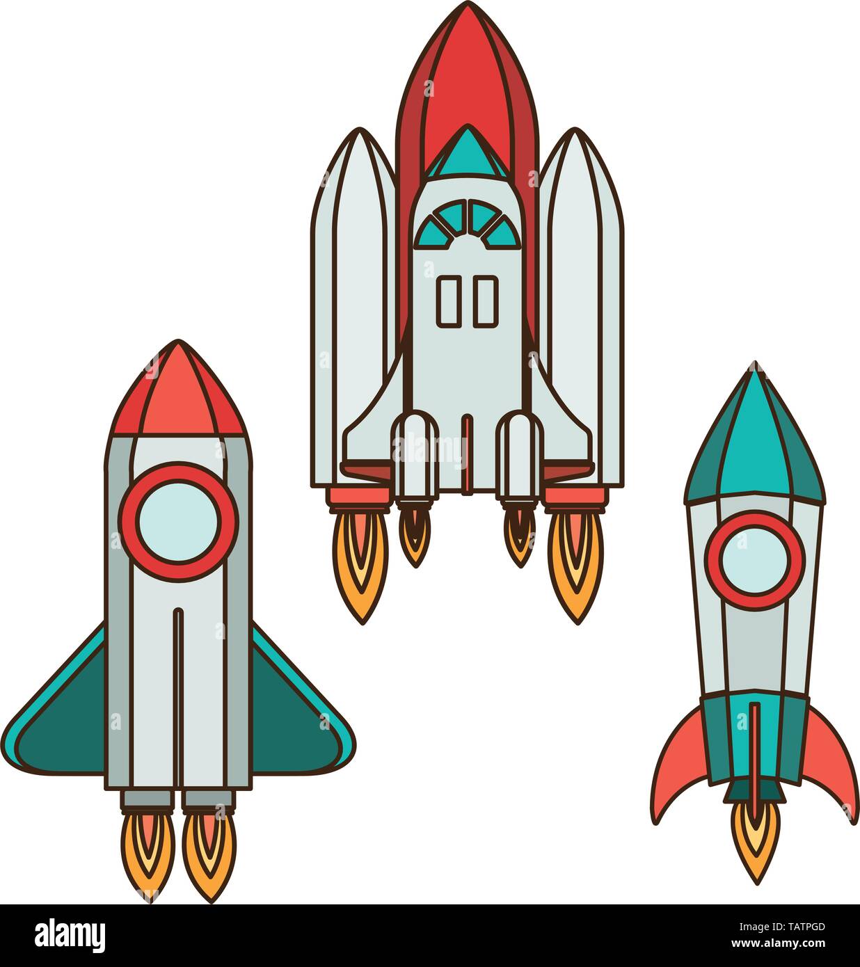 rockets taking off in white background Stock Vector Image & Art - Alamy