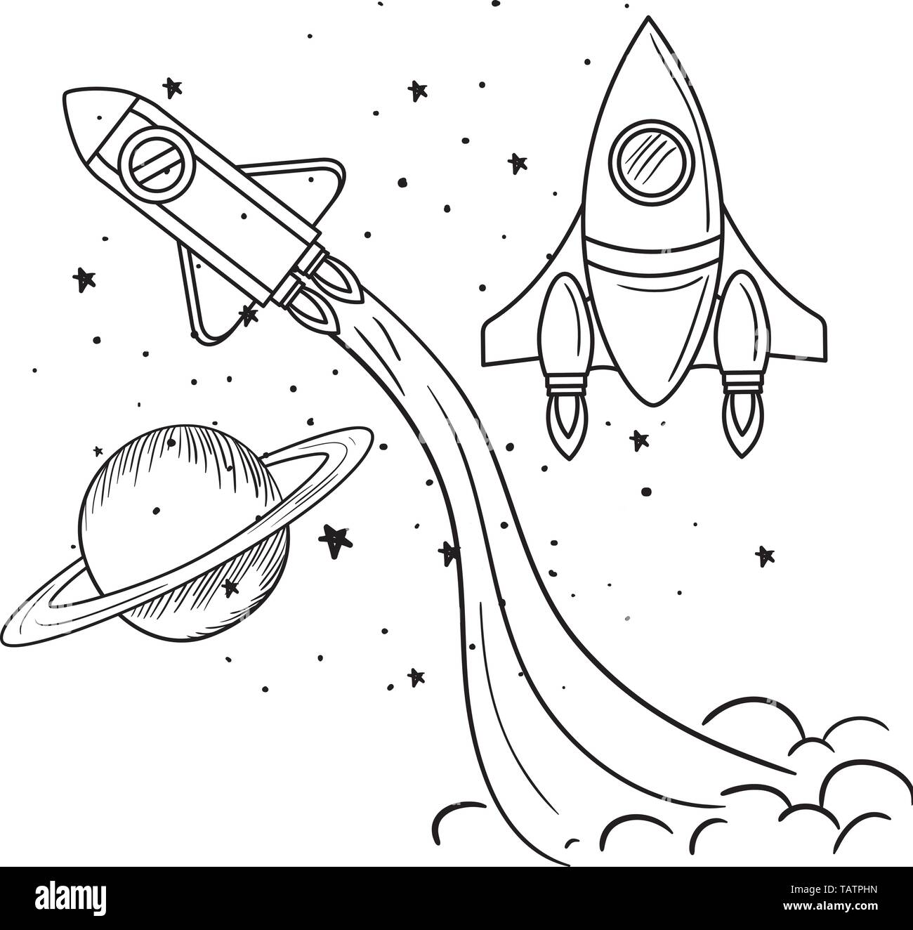 Galaxy space planets rockets Cut Out Stock Images & Pictures - Alamy