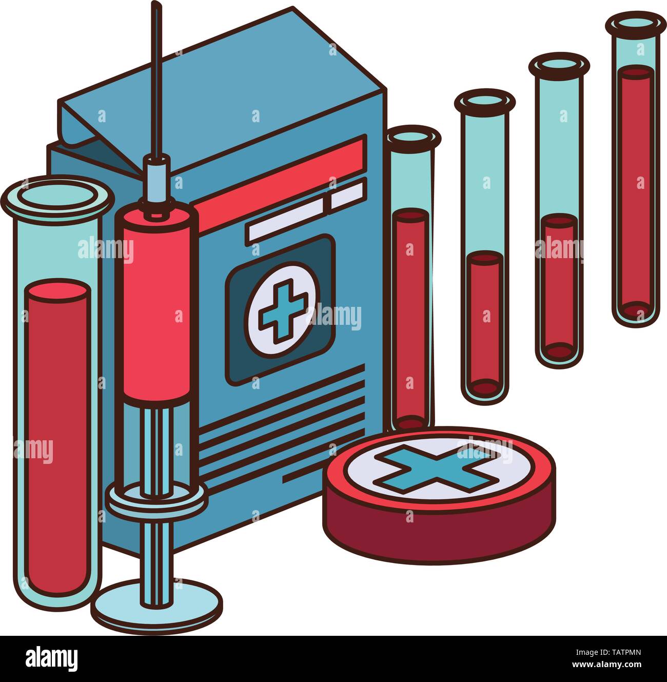 laboratory instruments with medicines in white background Stock Vector ...