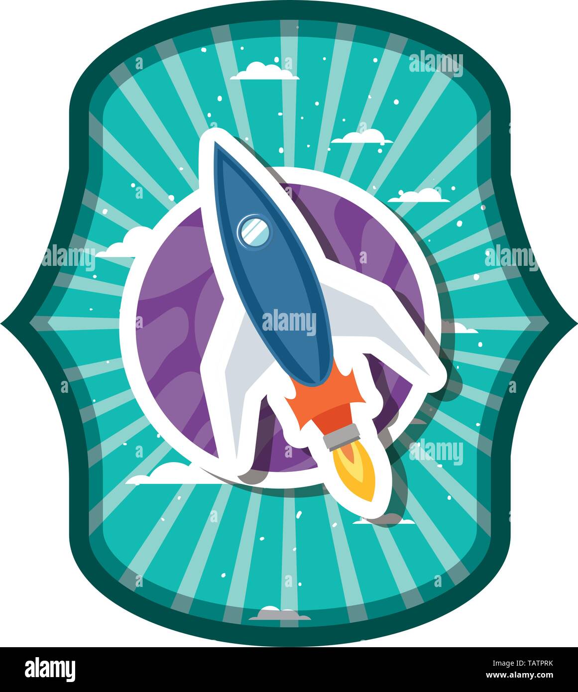 frame with rocket flying and planet of the solar system Stock Vector ...