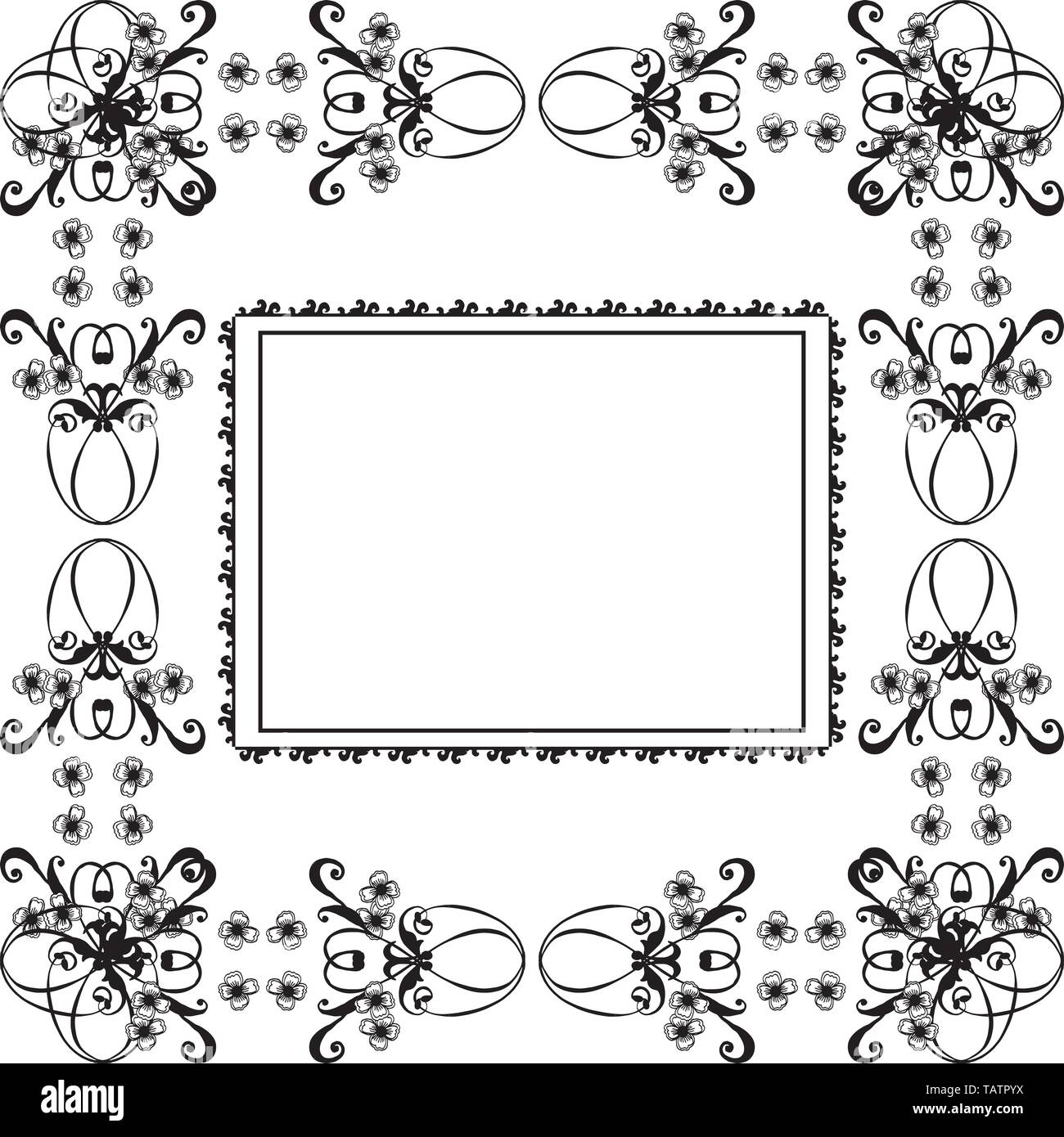 Vector illustration decor style flower frame for banner hand drawn ...