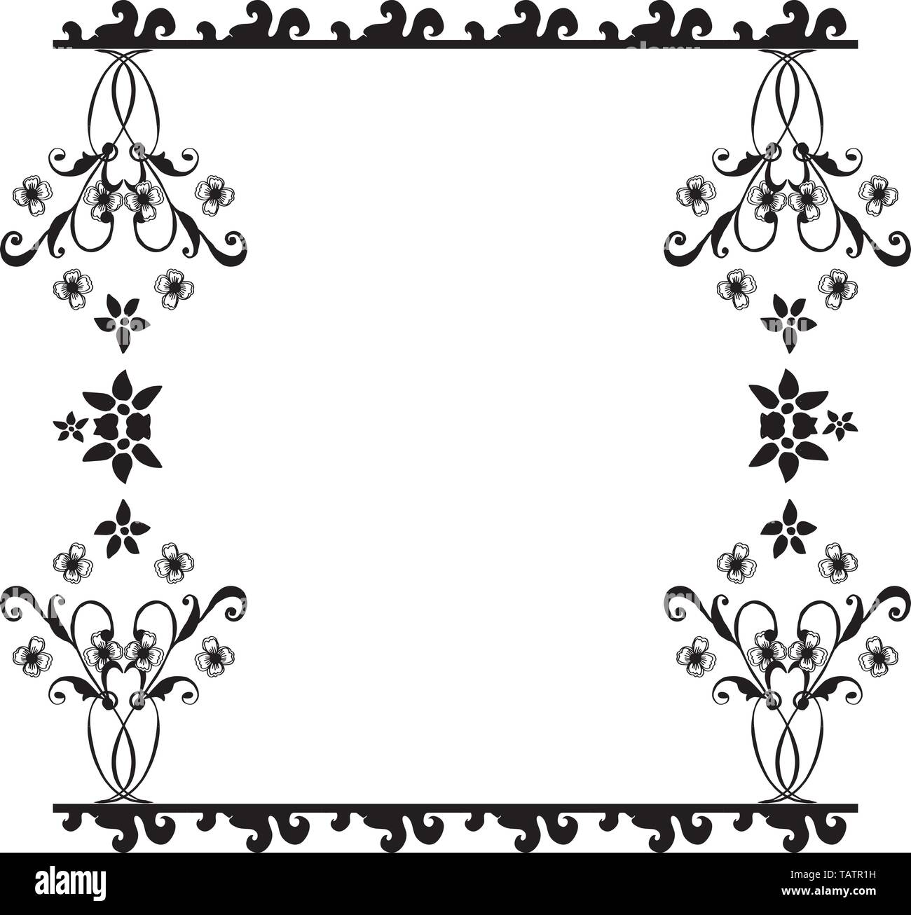 Vector illustration decor style flower frame for banner hand drawn ...