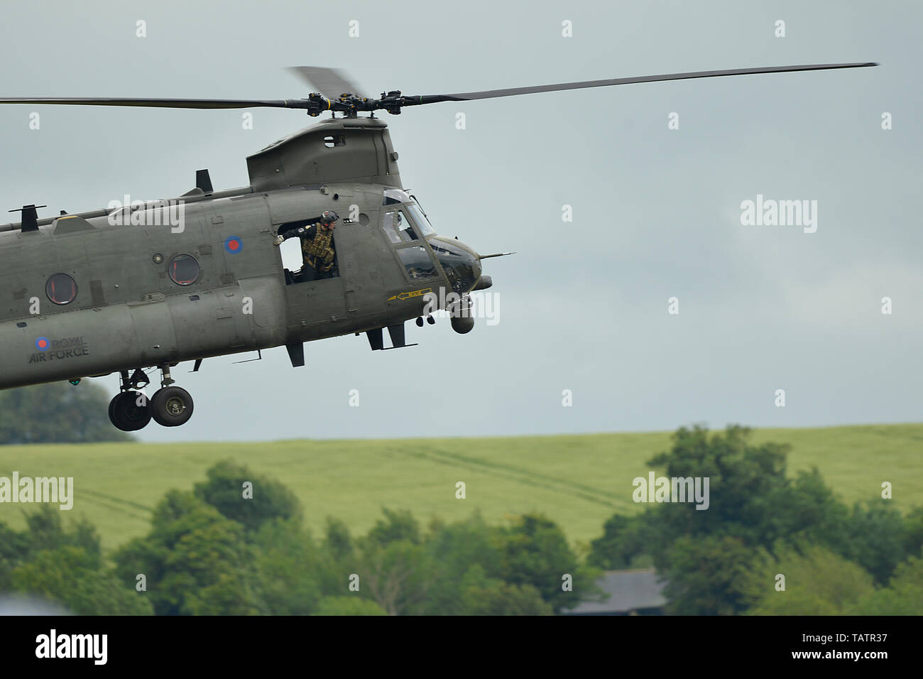 The Royal Air Force Chinook Display Team performs a demonstration ...