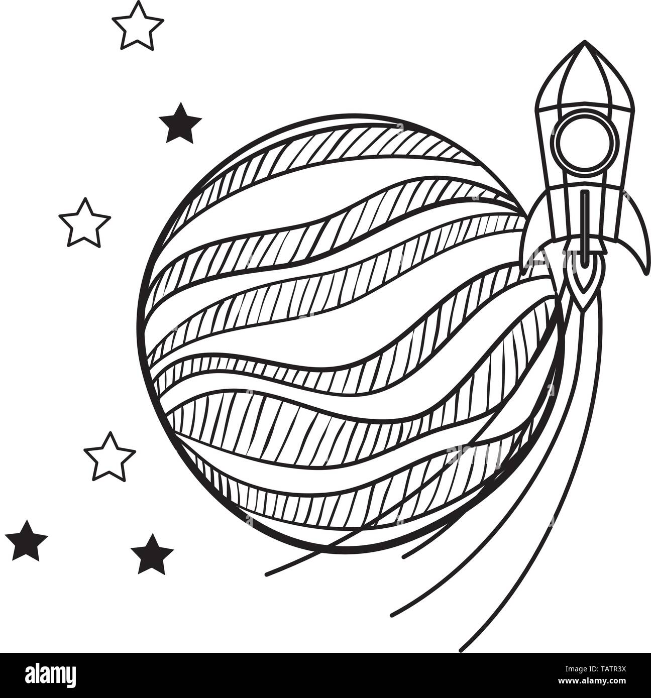 rocket flying with planet of the solar system Stock Vector Image & Art ...