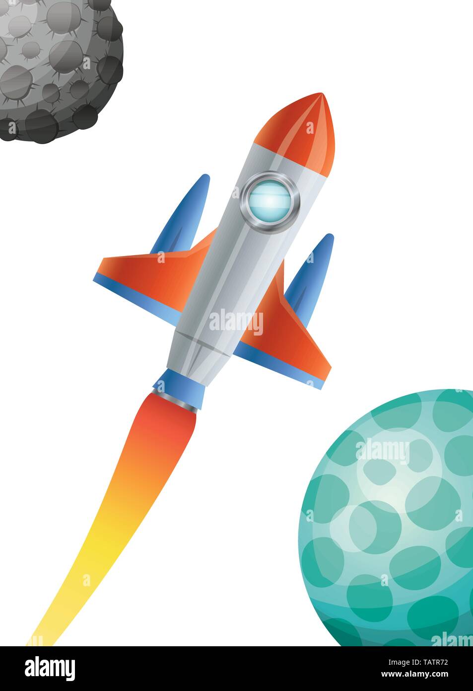 rocket flying with planets of the solar system background Stock Vector ...