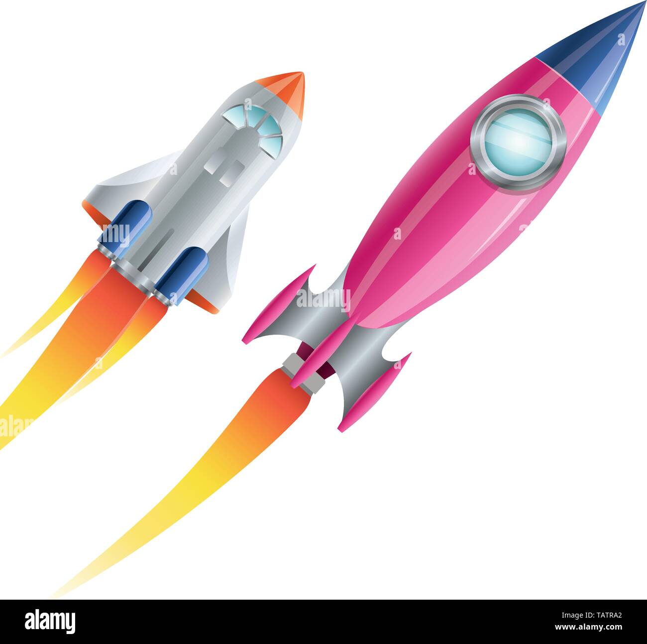rocket flying with white background Stock Vector Image & Art - Alamy