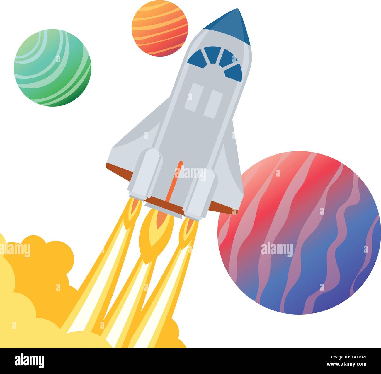 rocket in the space with planets of the solar system Stock Vector Image ...