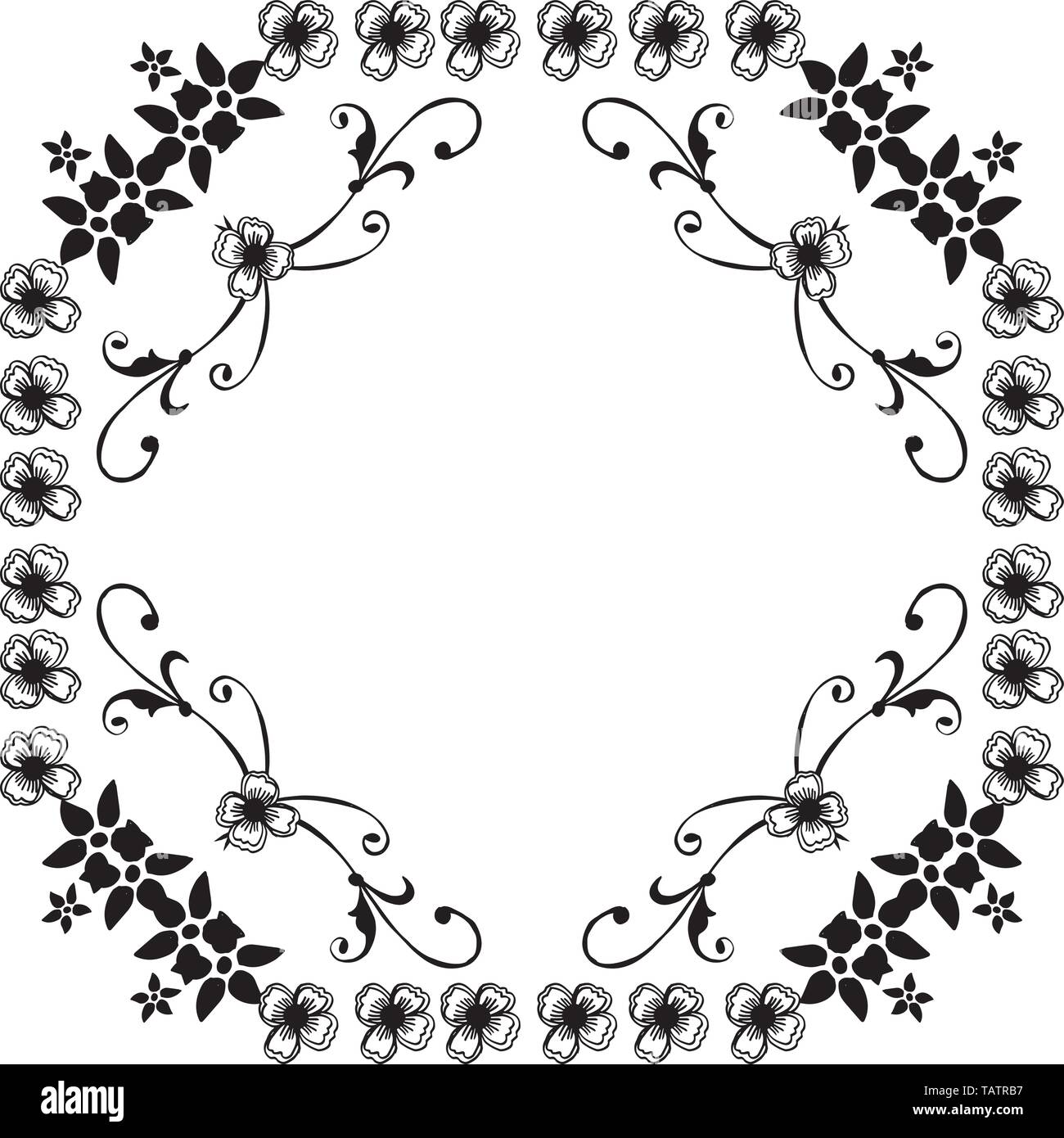 Vector illustration ornate with drawing flower frame hand drawn Stock ...