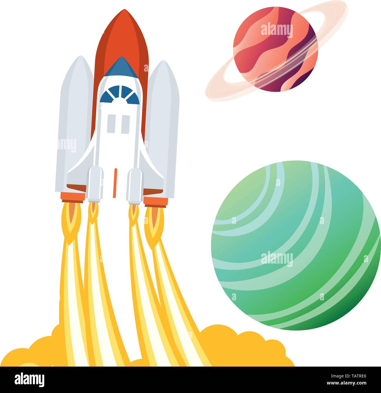 rocket in the space with planets of the solar system Stock Vector Image ...