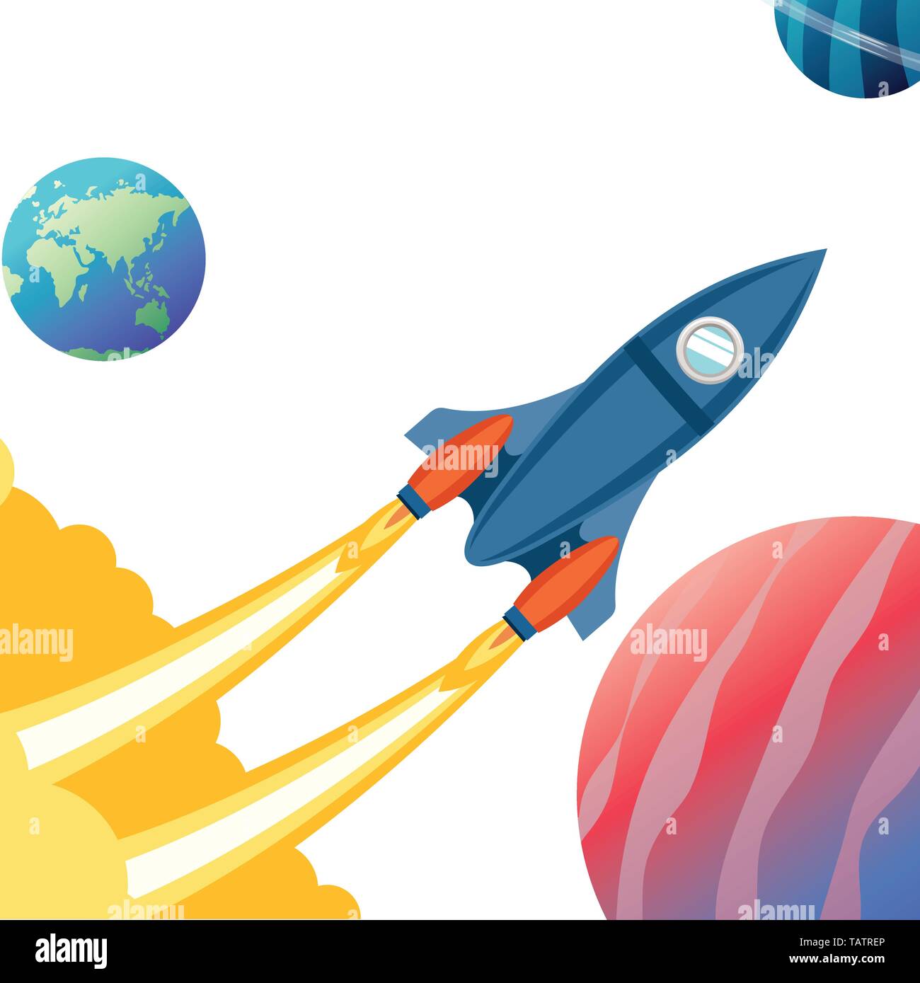 rocket in the space with planets of the solar system Stock Vector Image ...