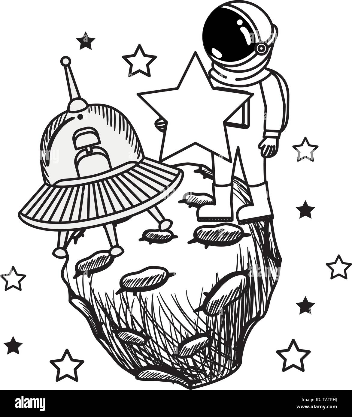 Spacecraft Clipart Black And White