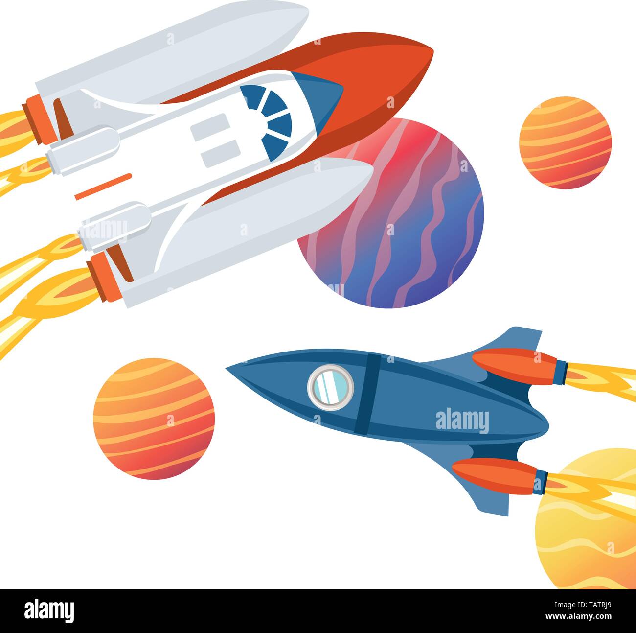 rocket in the space with planets of the solar system Stock Vector Image ...