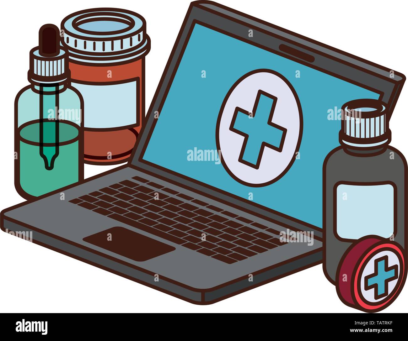 laptop with medicine drugs in white background Stock Vector Image & Art ...