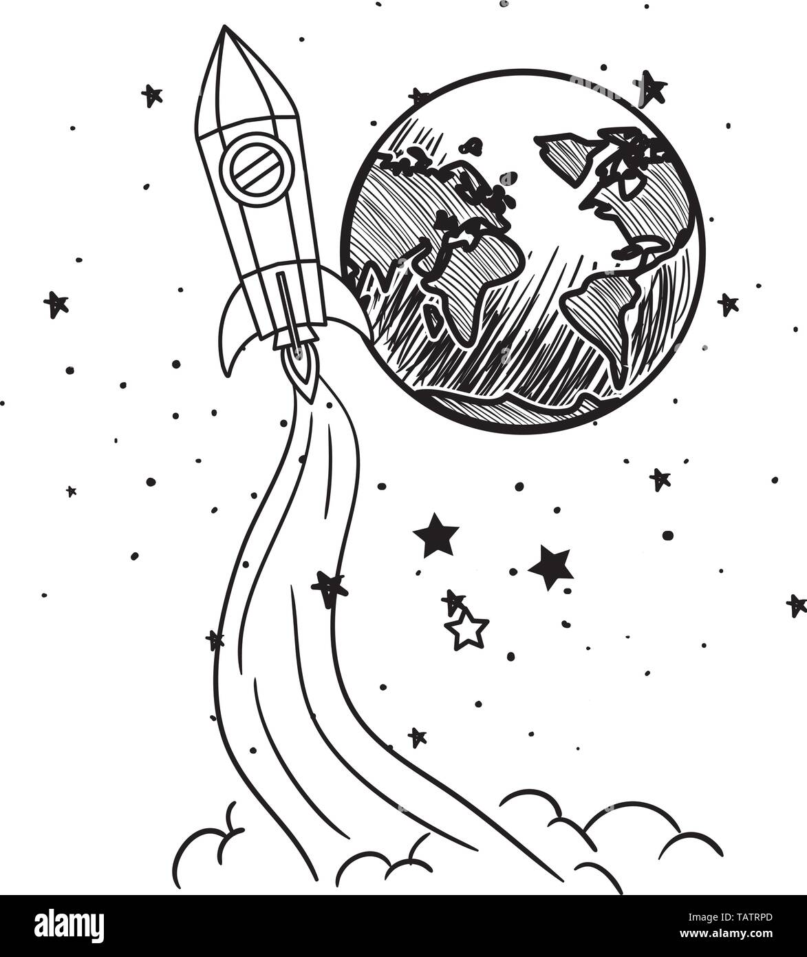 rocket flying with planet of the solar system Stock Vector Image & Art ...