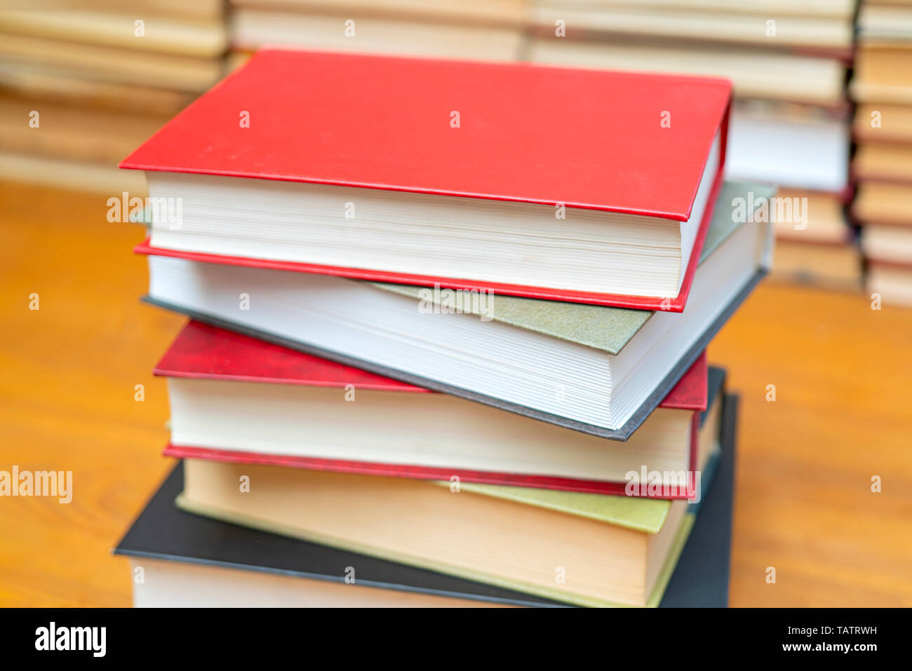 Stack of books in the library. Symbol of knowledge and learning Stock ...