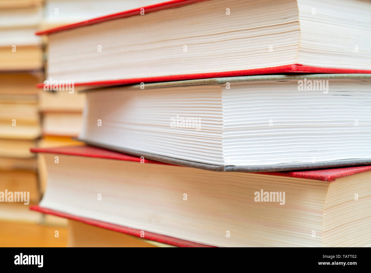 Stack of books in the library. Symbol of knowledge and learning Stock ...
