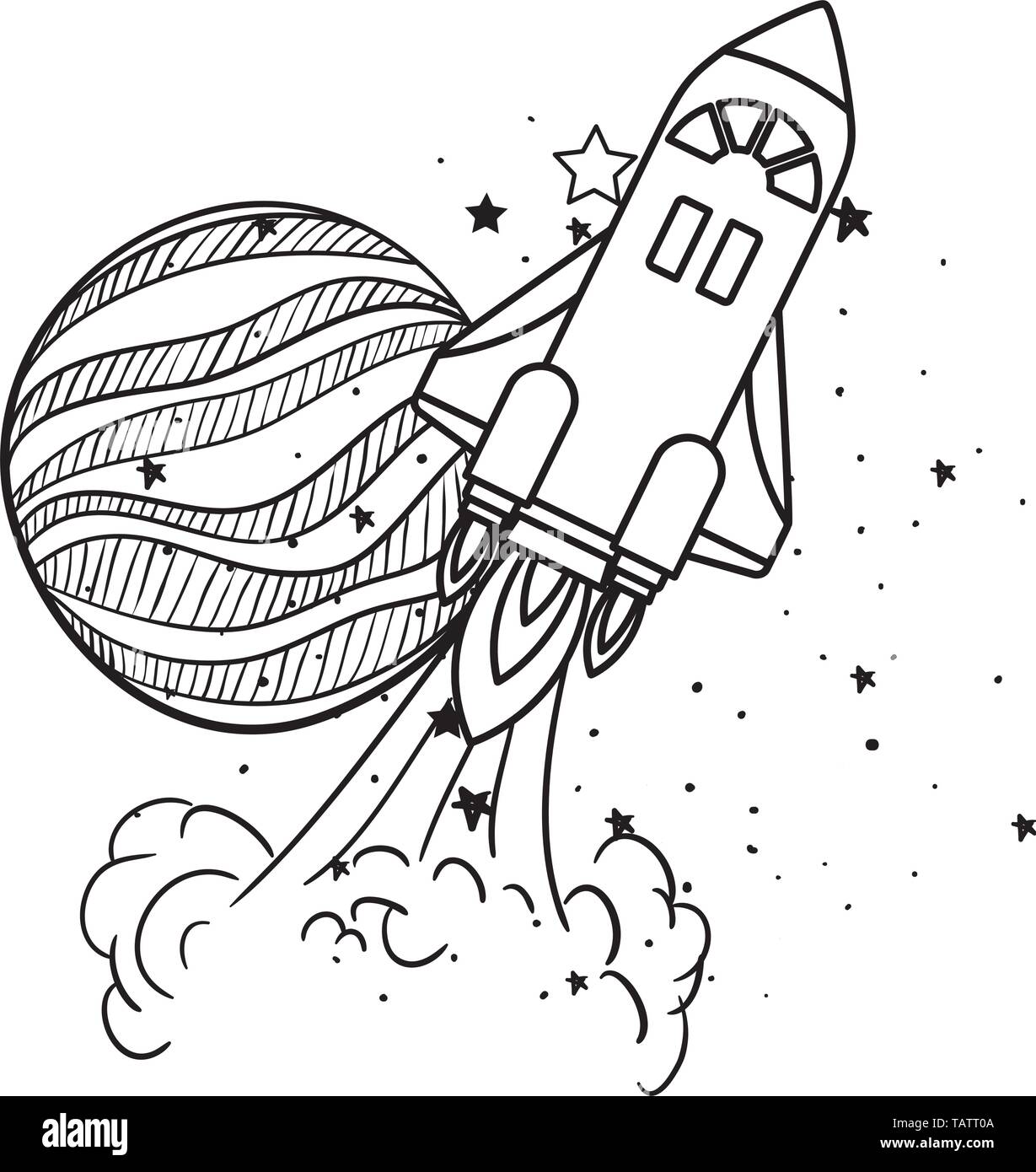 rocket flying with planet of the solar system Stock Vector Image & Art ...