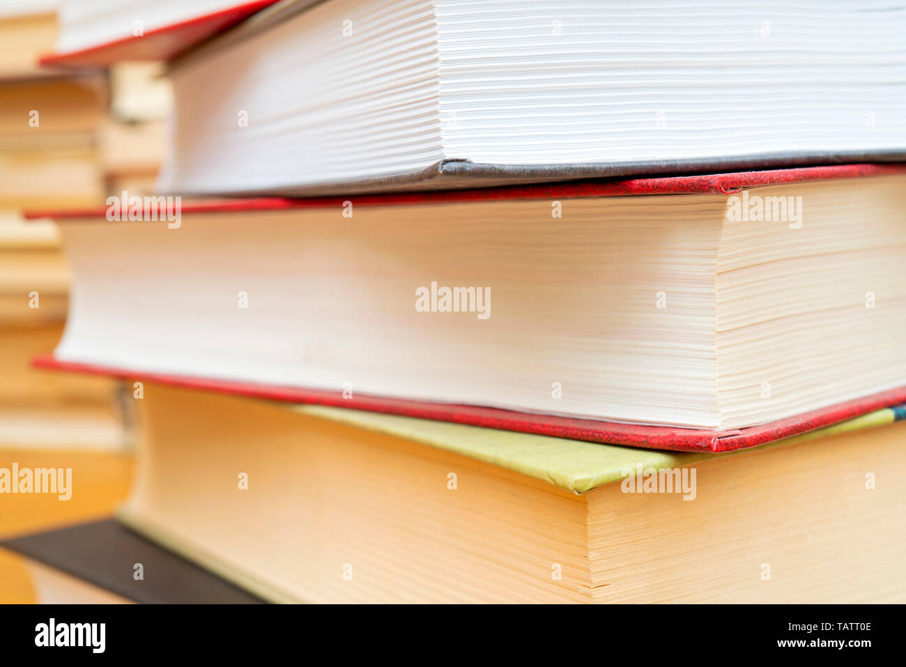 Stack of books in the library. Symbol of knowledge and learning Stock ...