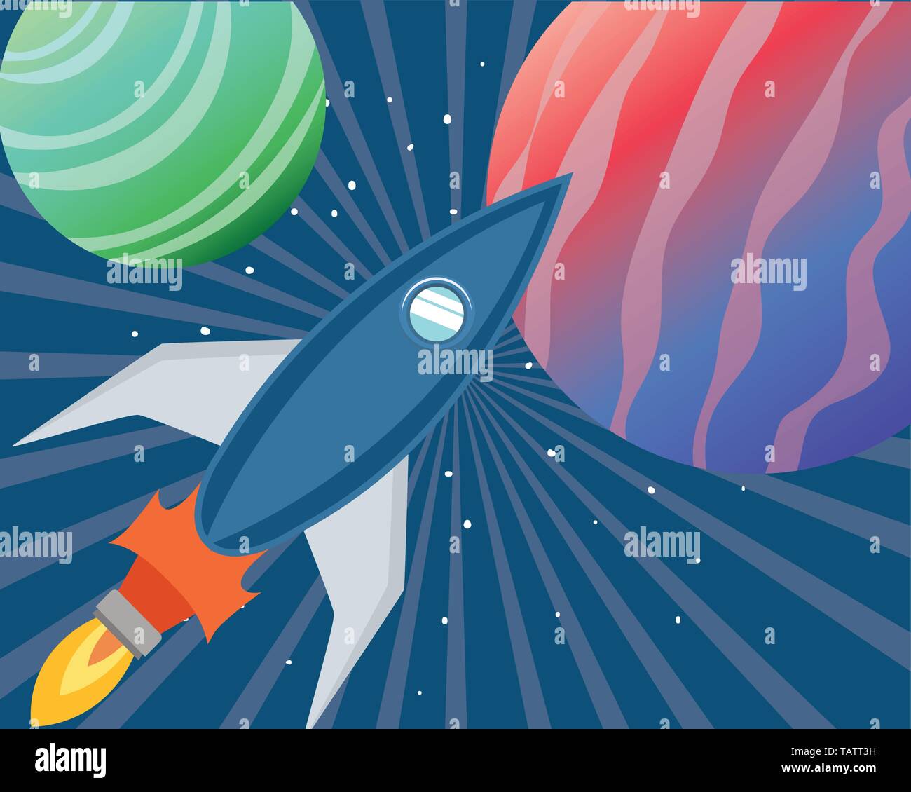 rocket in the space with planets of the solar system Stock Vector Image ...