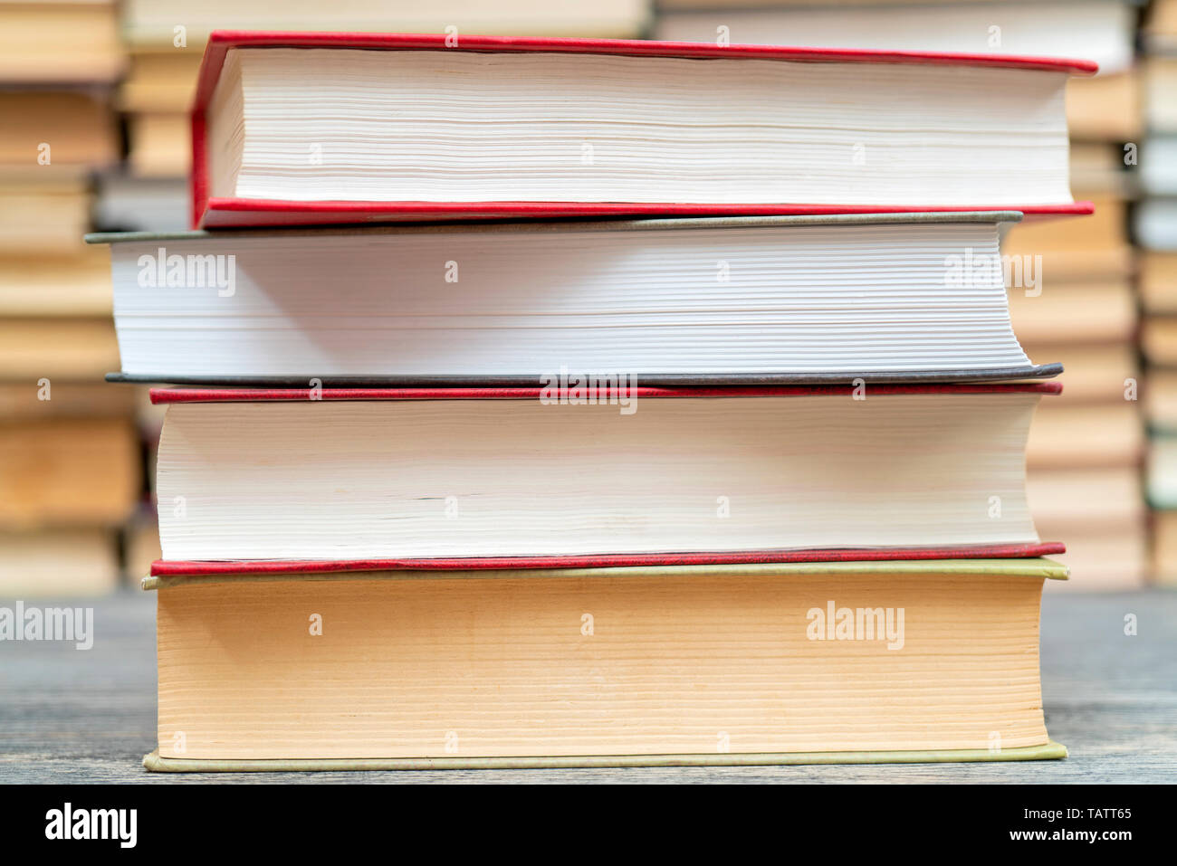 Stack of books in the library. Symbol of knowledge and learning Stock ...