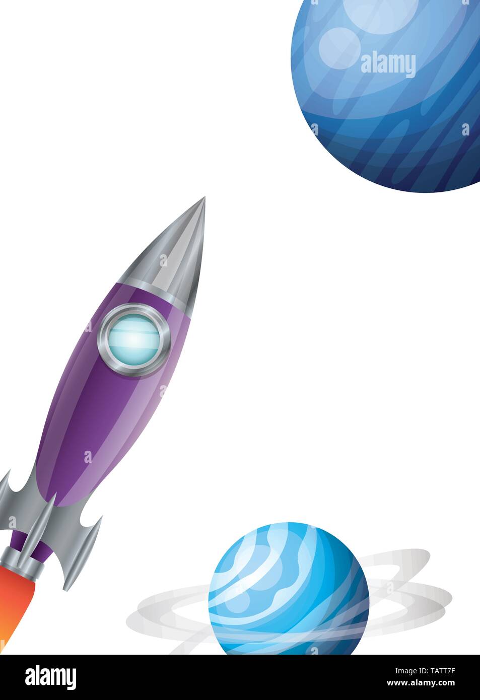 rocket flying with planets of the solar system background Stock Vector ...
