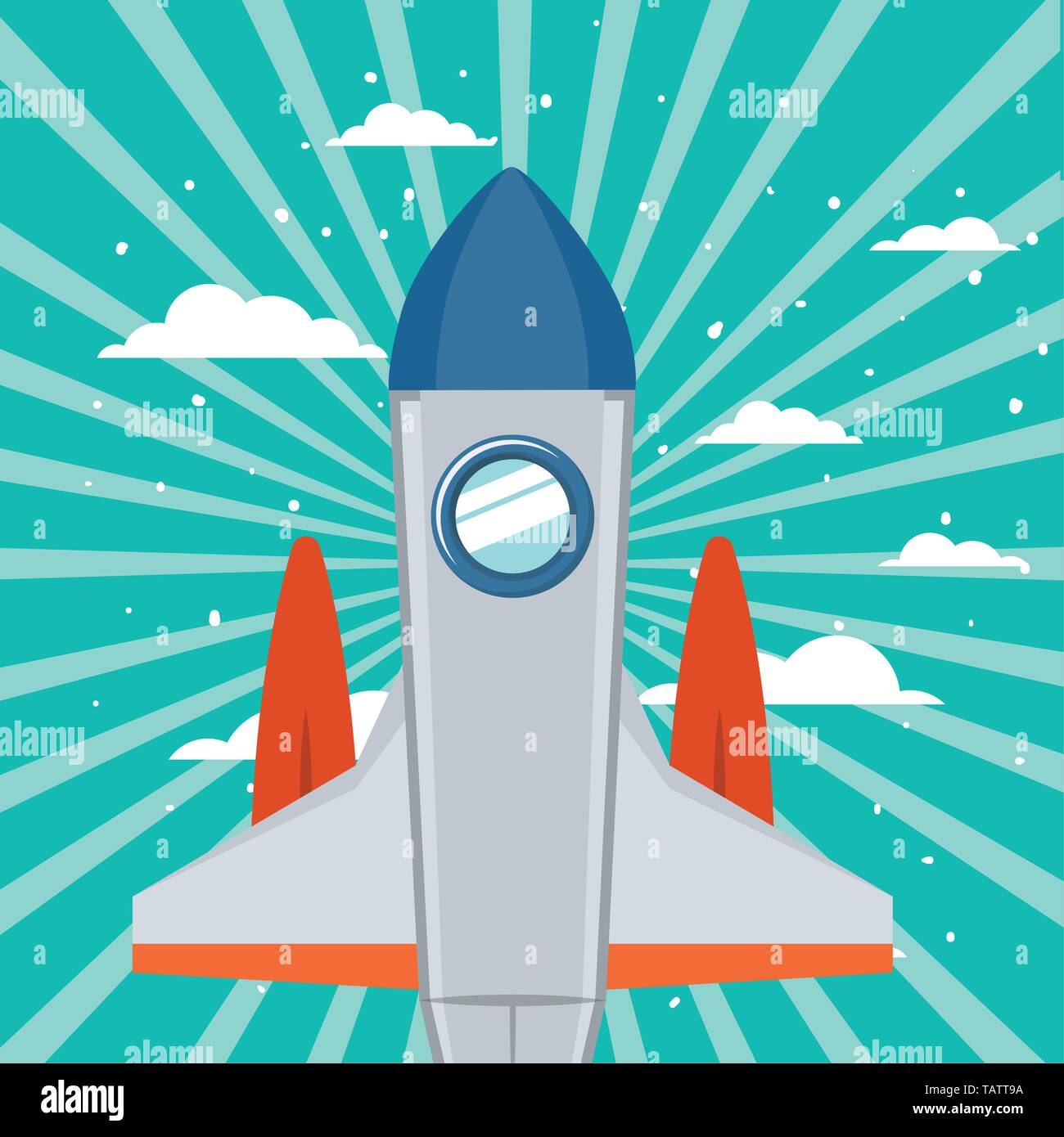 rocket taking off with clouds of background Stock Vector Image & Art ...