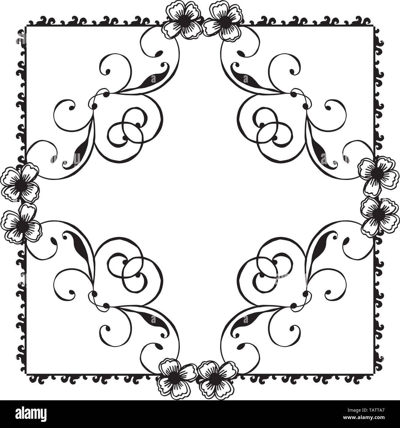 Vector illustration design flower frame with various shape hand drawn ...