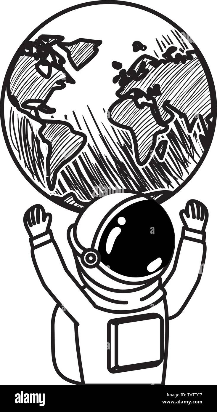 astronaut with spacesuit and planet in white background Stock Vector ...