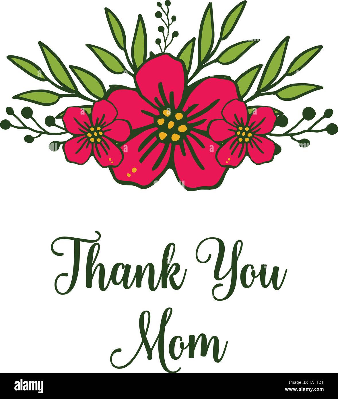 Vector illustration invitation card thank you mom with abstract red ...