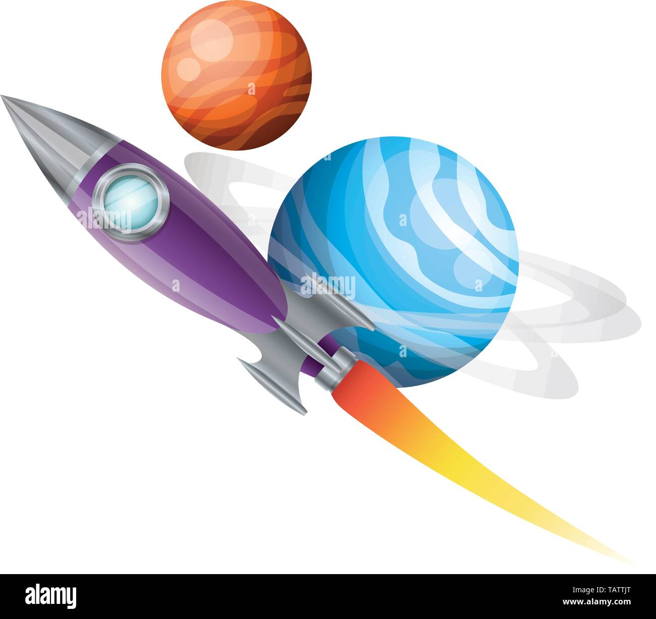 rocket flying with planets of the solar system background Stock Vector ...