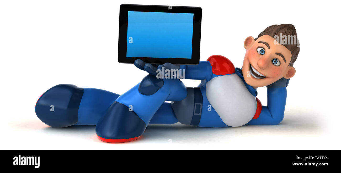 Cartoon illustration tablet super hero hi-res stock photography and ...