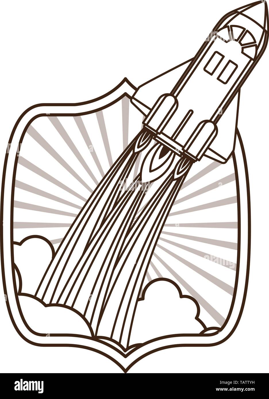 frame with rocket taking off icon Stock Vector Image & Art - Alamy
