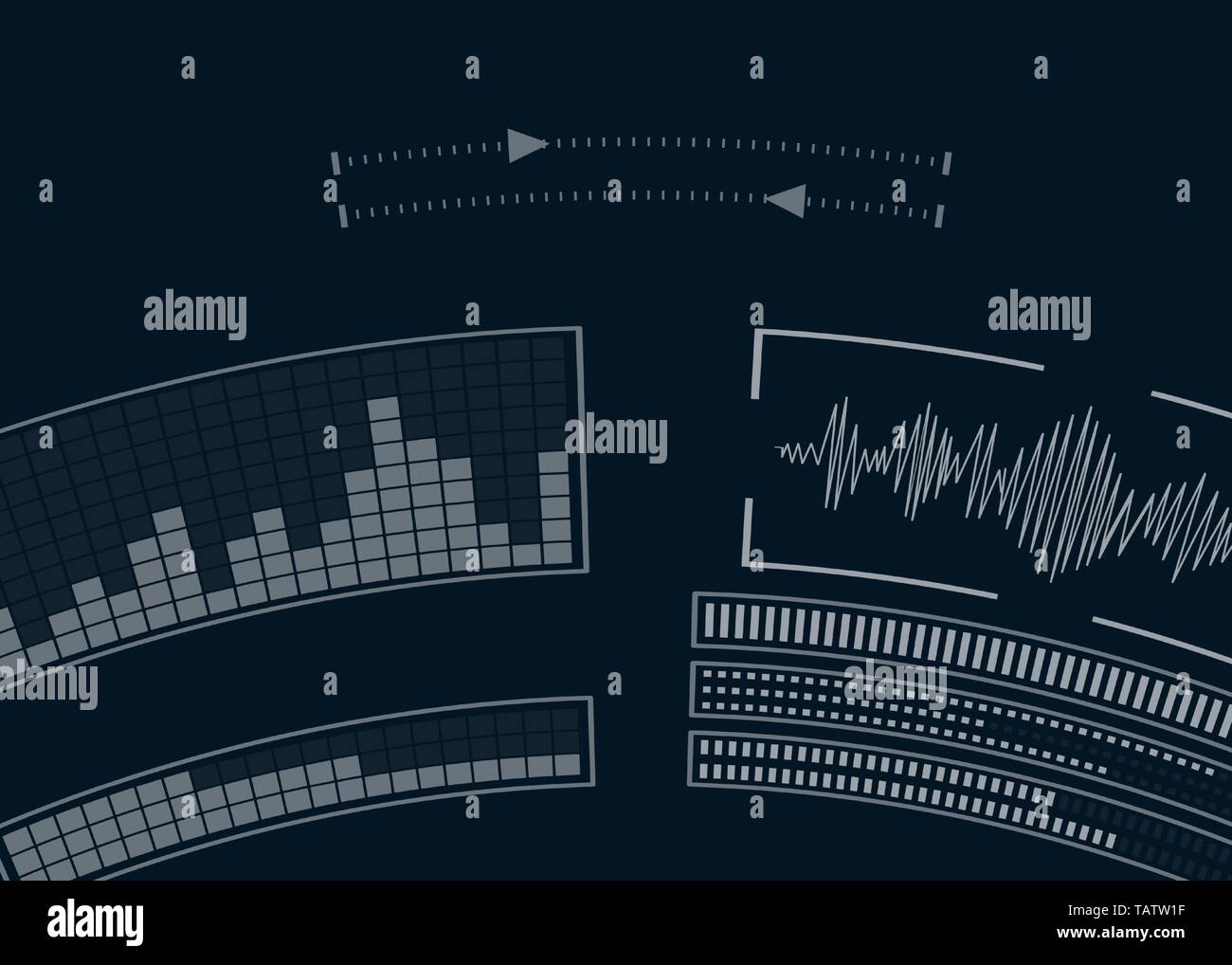 The screen with the audio program. Volume equalizer. Music setting ...