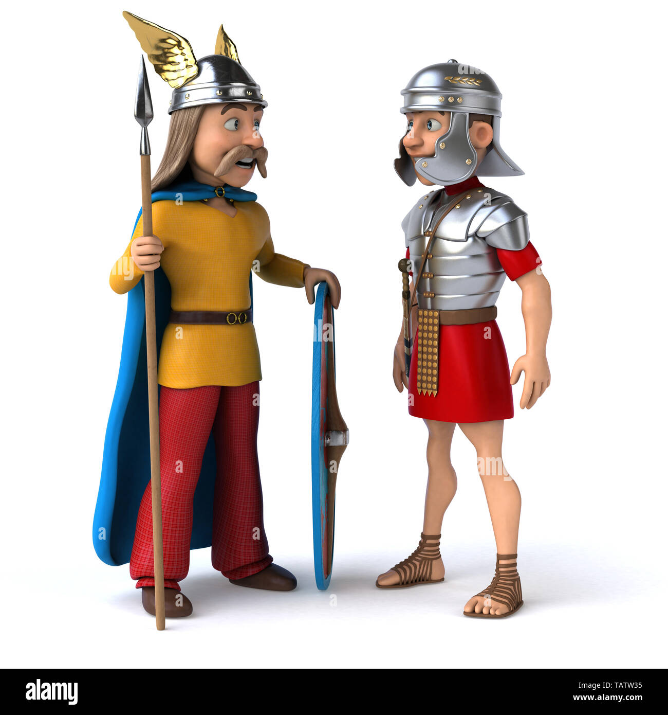 Roman and Gaul - 3D Illustration Stock Photo - Alamy