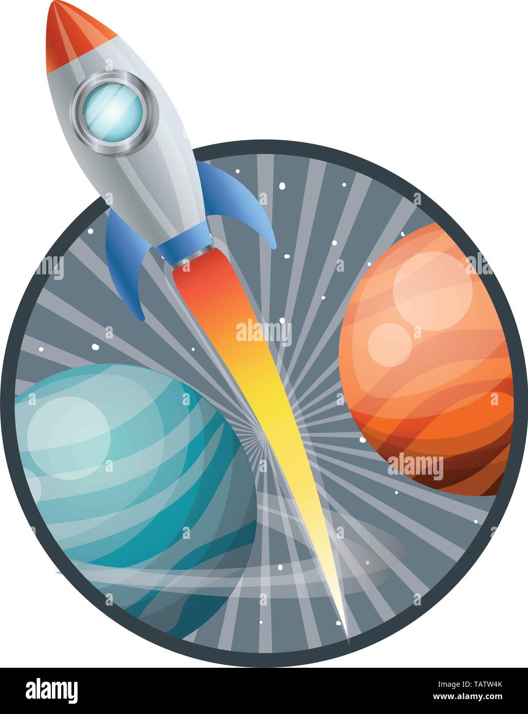 frame with rocket flying and planets of the solar system Stock Vector ...