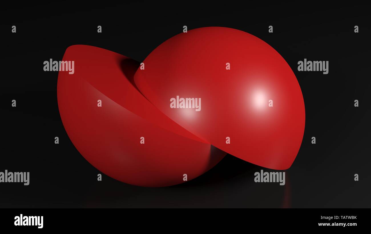 Abstract red hemispheres on black background - 3D rendering ...